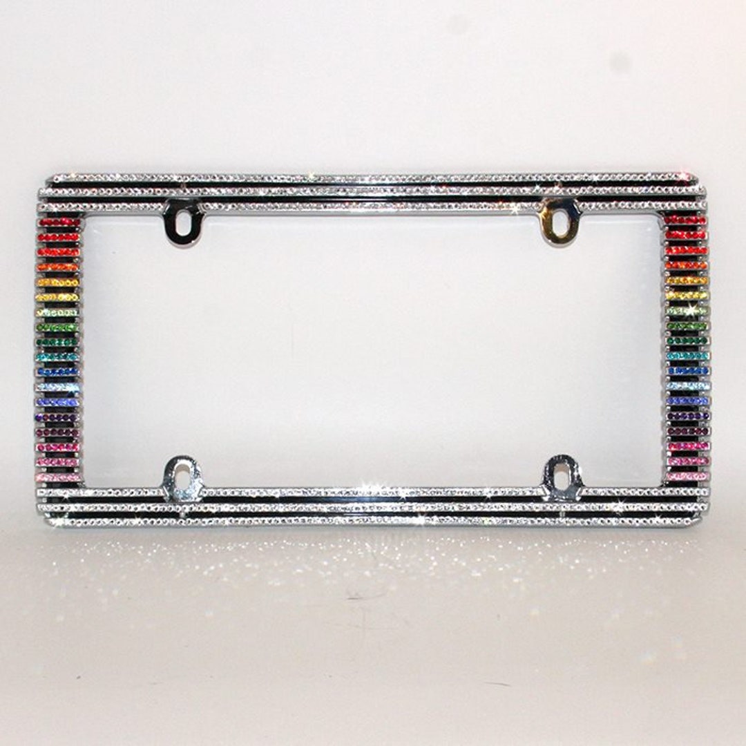 Crystal Rhinestone License Plate Frame - Over the Rainbow - Custom ...
