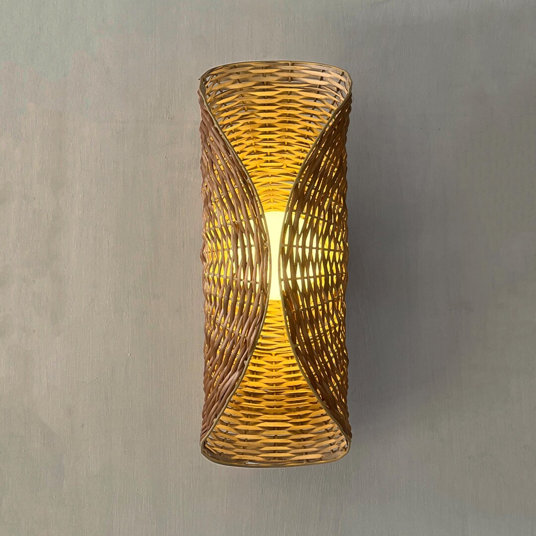 Handmade Woven Wicker Wall Sconce Light - Modern Home Decor - Etsy