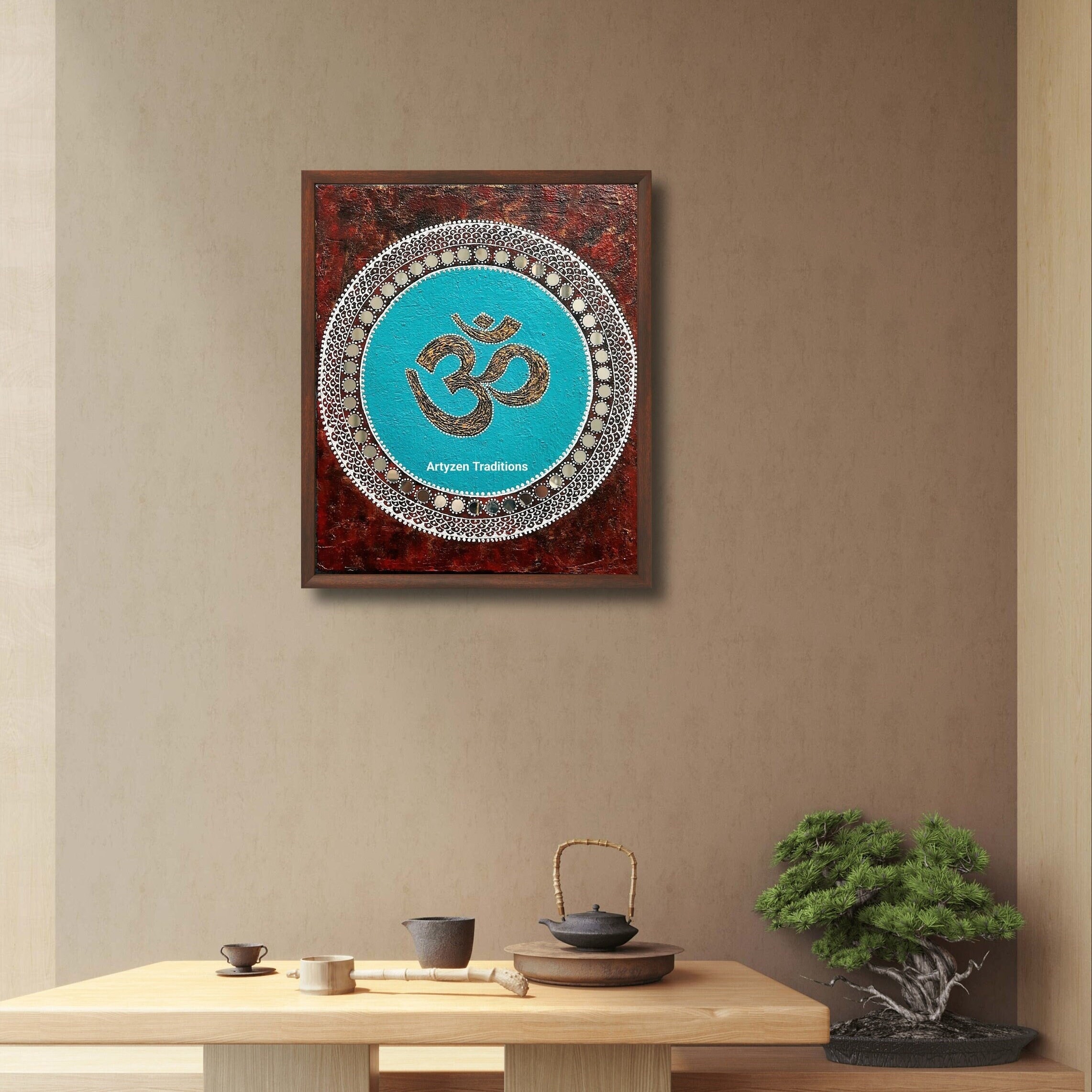 Buy Sacred Om Aum Symbol With Mandala Art Work Canvas Painting, Boho ...