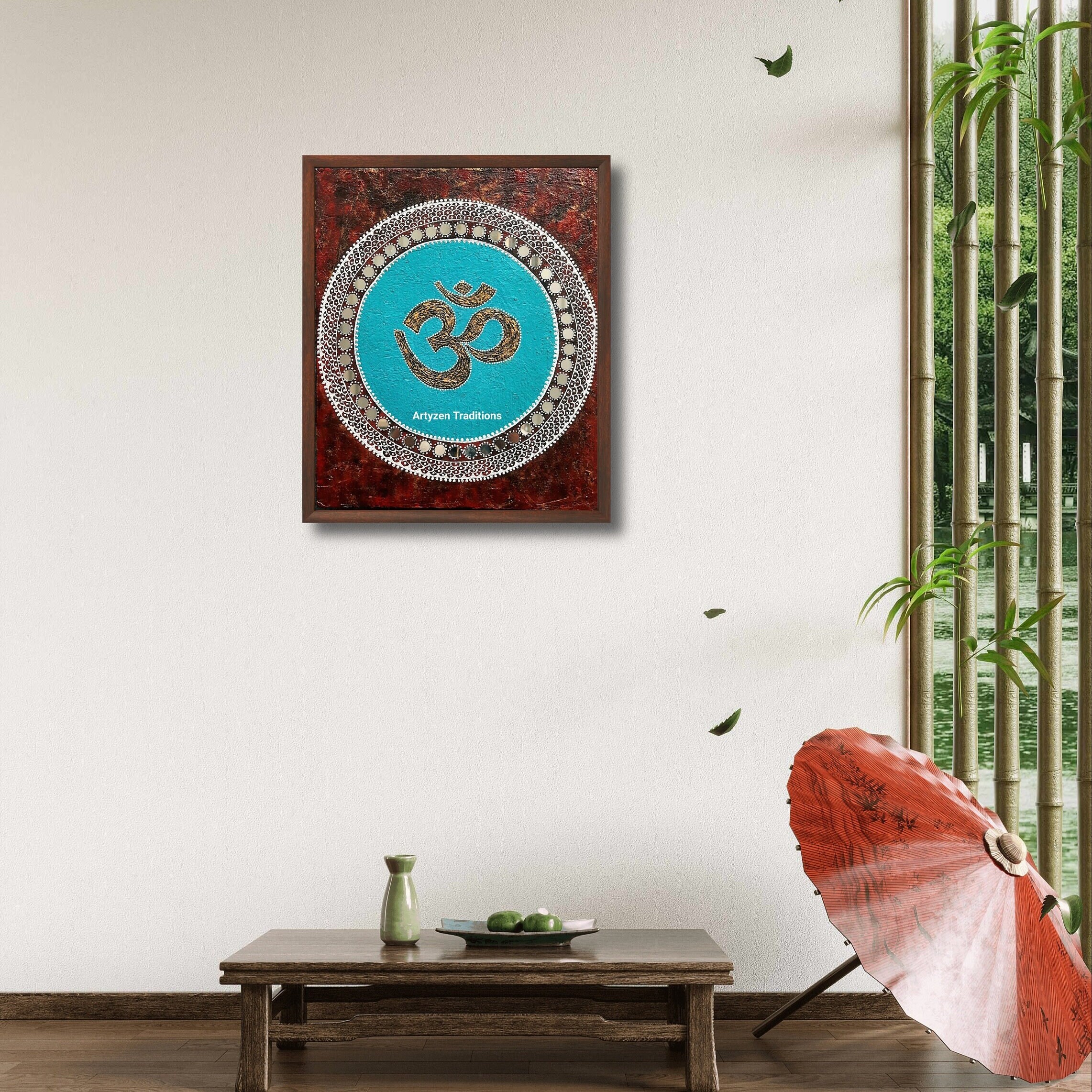 Buy Sacred Om Aum Symbol With Mandala Art Work Canvas Painting, Boho ...