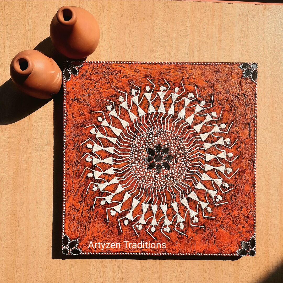 Textured 3d Warli Mural Painting Wall Decor, India Folk Warli Tribal ...