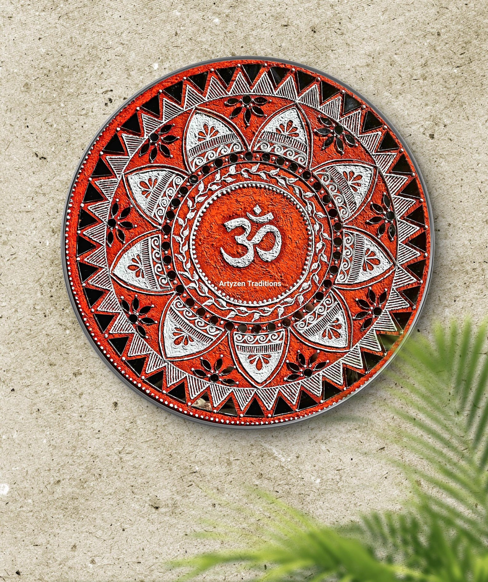 Handmade Aipan Mandala Art on Canvas | Sacred Om Wall Décor | Textured ...