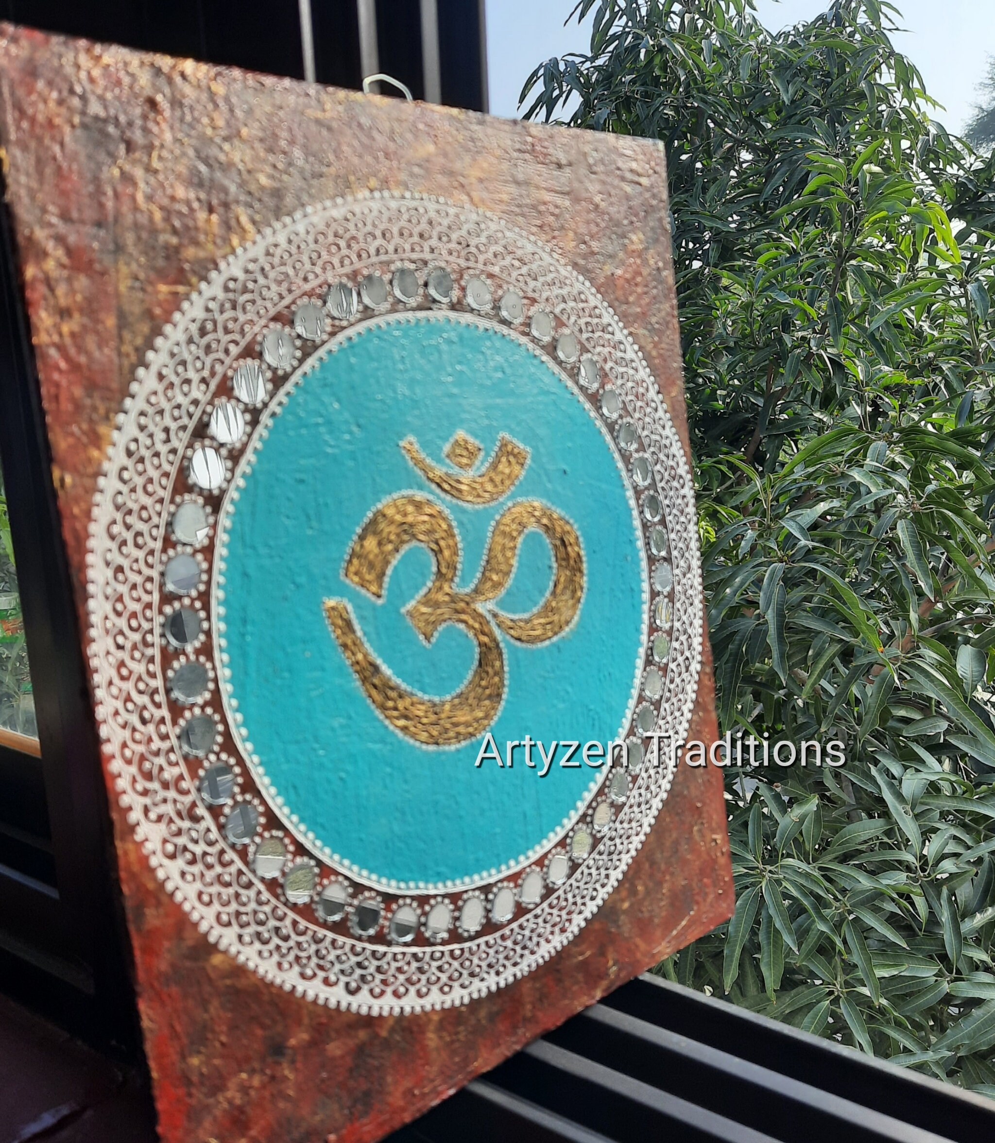 Sacred Om Aum Symbol With Mandala Art Work Canvas Painting, Boho Wall ...