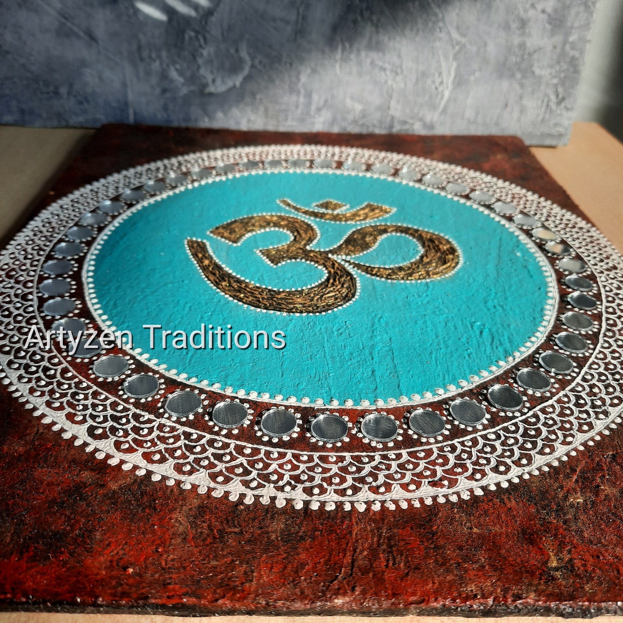 Sacred Om Aum Symbol With Mandala Art Work Canvas Painting, Boho Wall ...