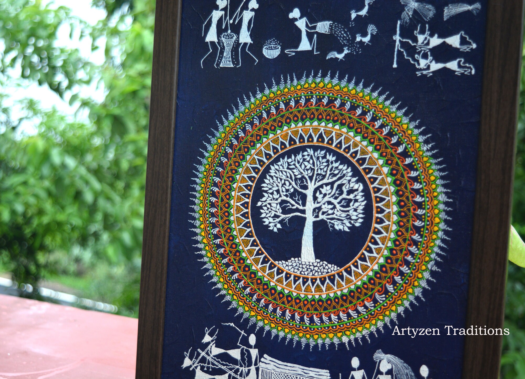 Buy Fusion of Warli Art and Mandala Art on Canvas Board, Acrylic Colors ...