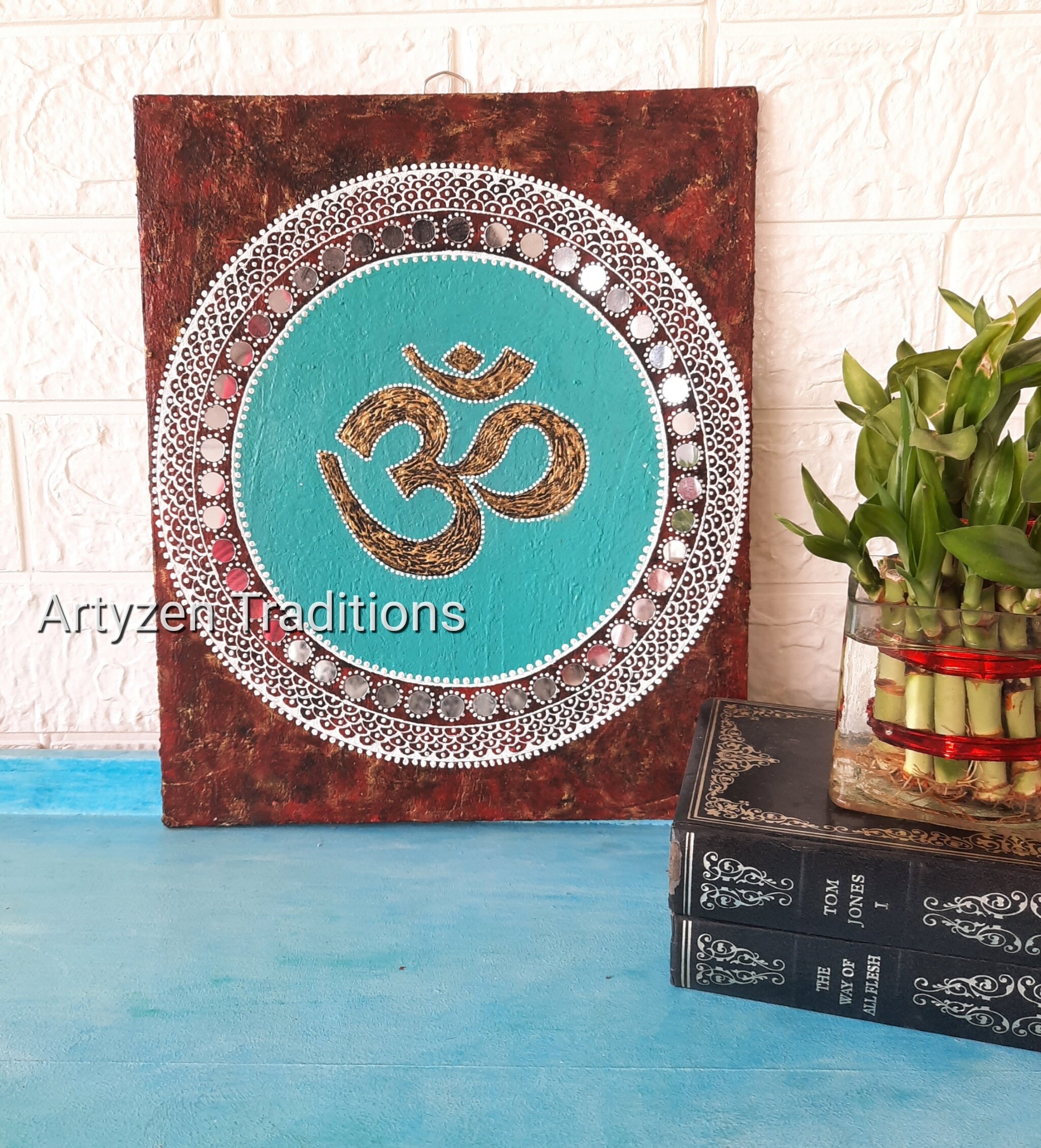 Sacred Om Aum Symbol With Mandala Art Work Canvas Painting, Boho Wall ...