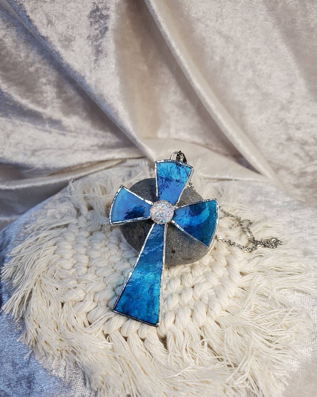 Blue Stained Glass Cross - Etsy