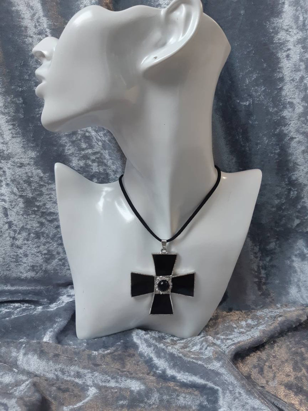 Pendant Black Stained Glass Cross, Black Gothic Cross Stained Glass ...