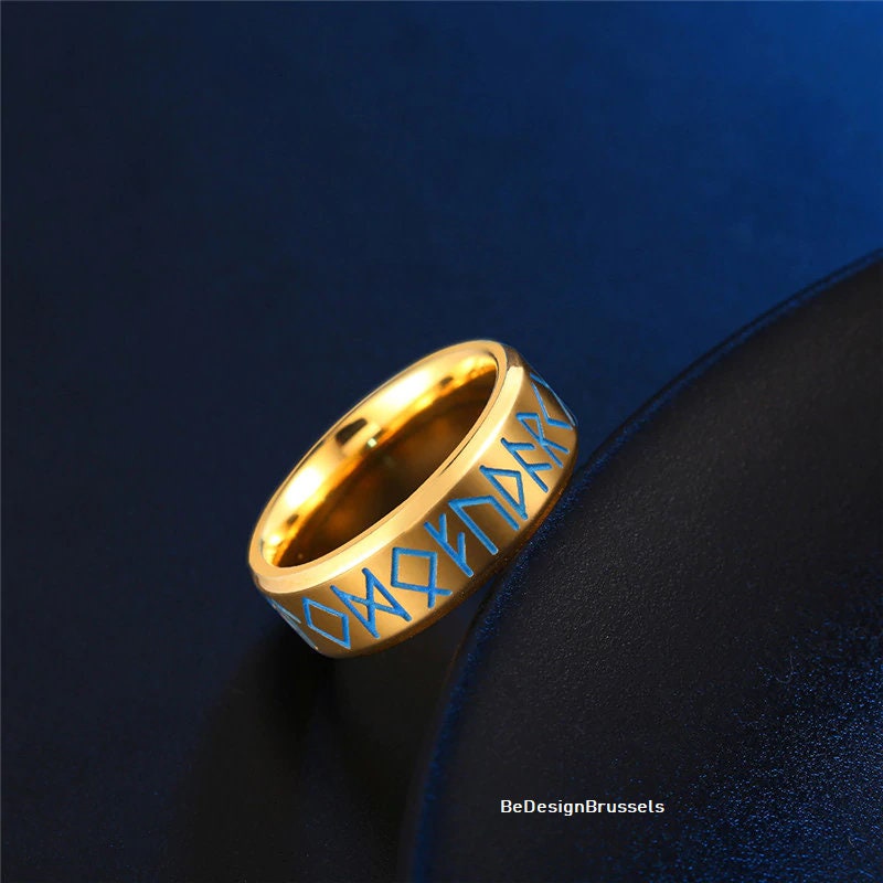 Viking Rune Ring Glow in the Dark Gold Silver Black - Etsy
