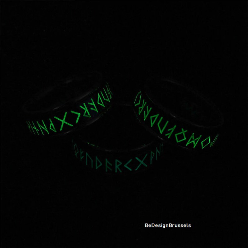 Viking Rune Ring Glow in the Dark Gold Silver Black - Etsy