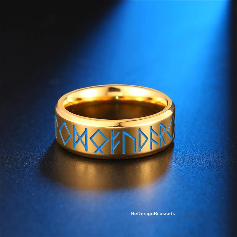 Viking Rune Ring Glow in the Dark Gold Silver Black - Etsy