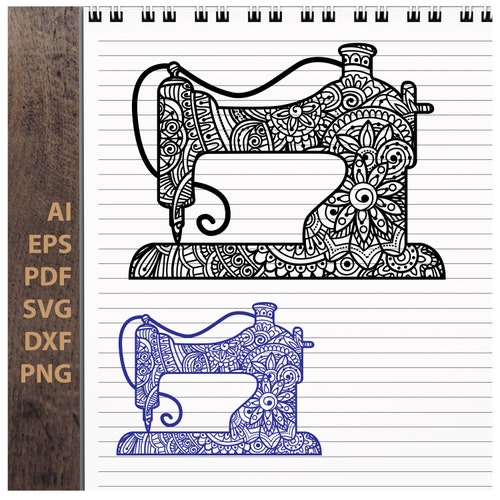 Sewing Machine Zentangle SVG DXF Mandala Sewing Svg Png - Etsy Australia