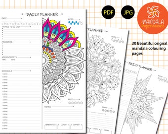 Printable Mandala Coloring Planner - Etsy