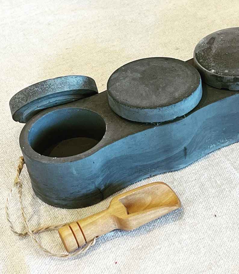 Concrete Spice Holder With Wooden Spoon. - Etsy