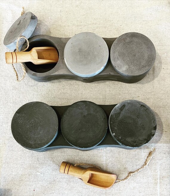 Concrete Spice Holder With Wooden Spoon. - Etsy