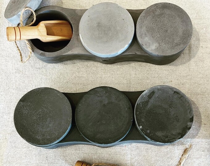 Concrete Spice Holder, With Wooden Spoon. - Etsy