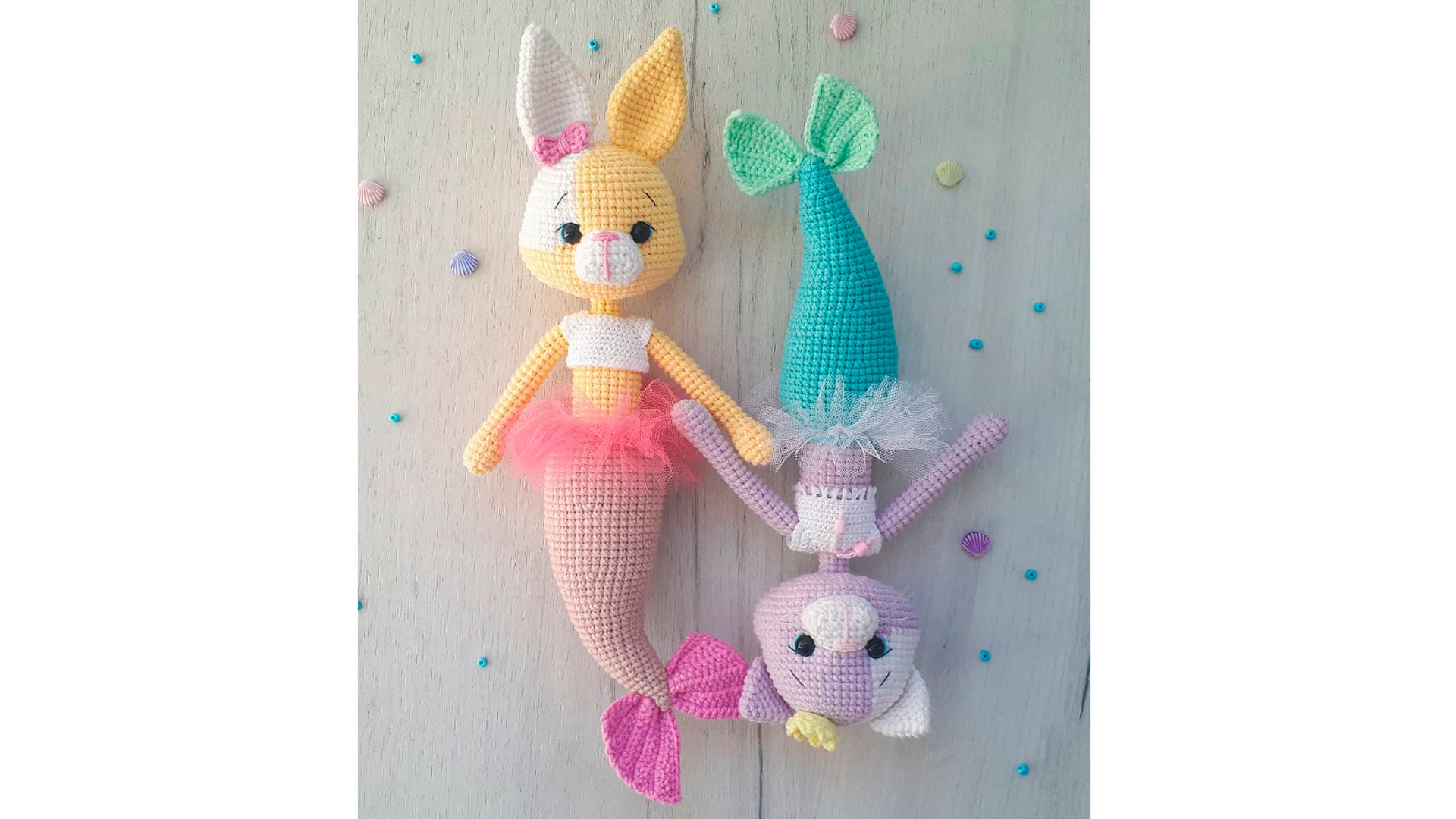 Crochet Pattern 2 in 1: Mermaid Cat and Mermaid Bunny Plush - Etsy UK