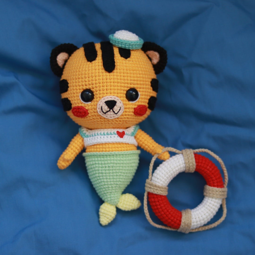 PATTERN: Crochet Tiger Mermaid | Tiger Amigurumi | Crocheted Tiger ...