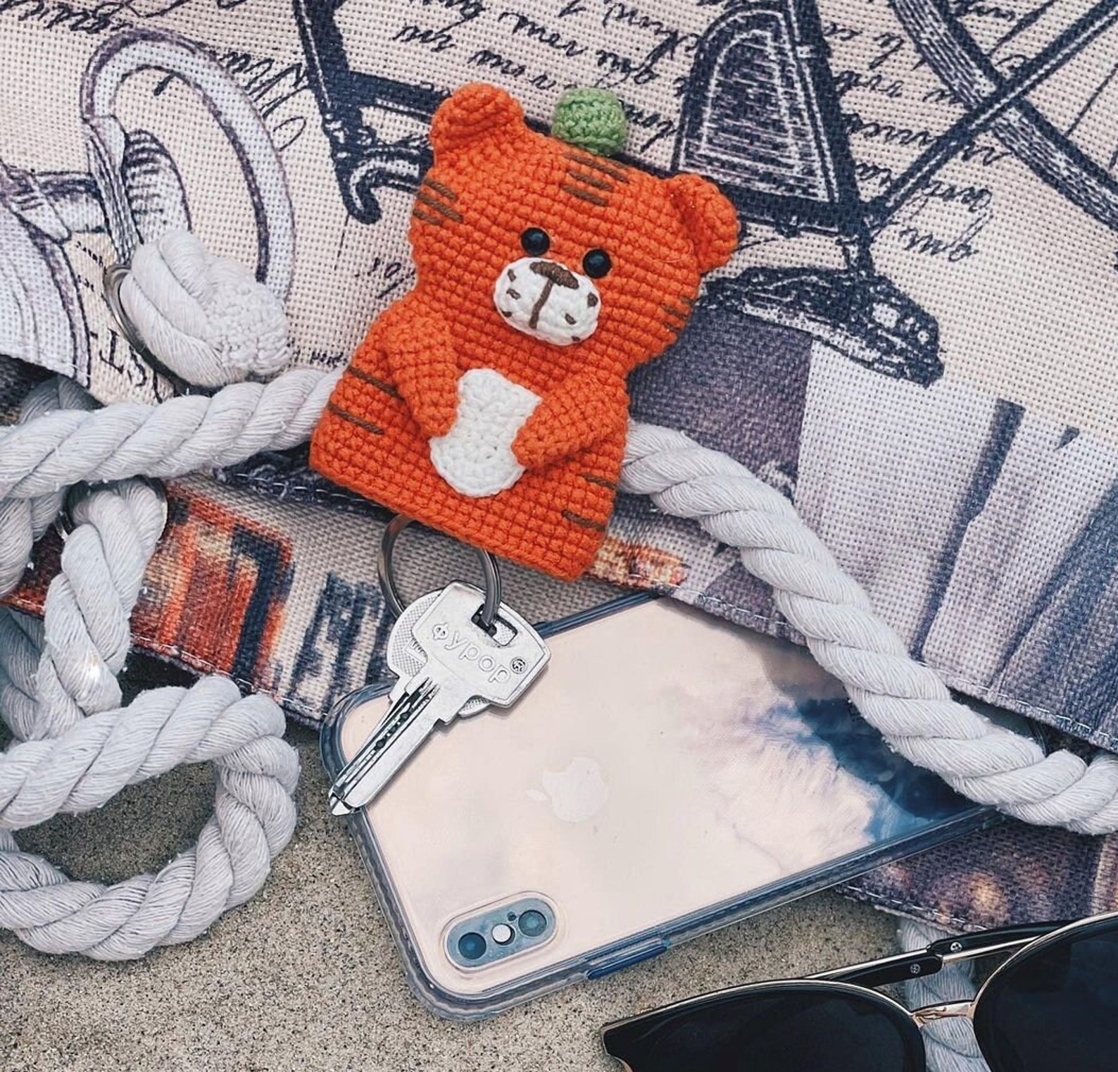PATTERN: Crochet Key Cover Tiger Amigurumi Cozy Key Holder Key Chain ...
