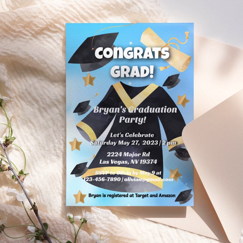 Graduation Invitation Template, Graduation, Graduation Invite ...