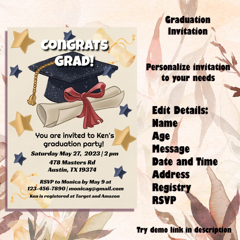 Graduation Invitation Template, Graduation, Graduation Invite ...