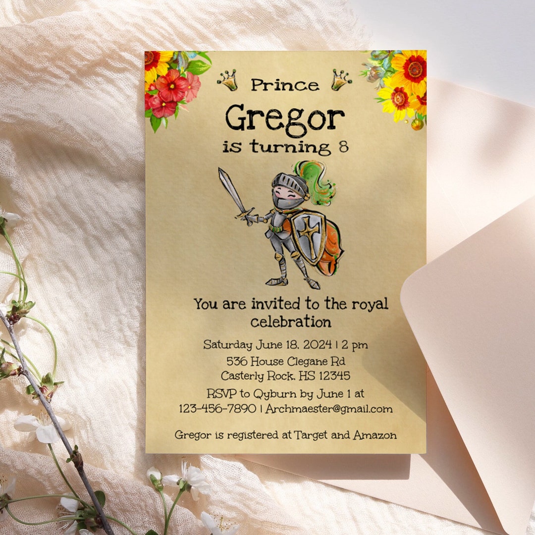 Brave Prince Invitation Template, Brave Prince, Brave Prince Invite ...