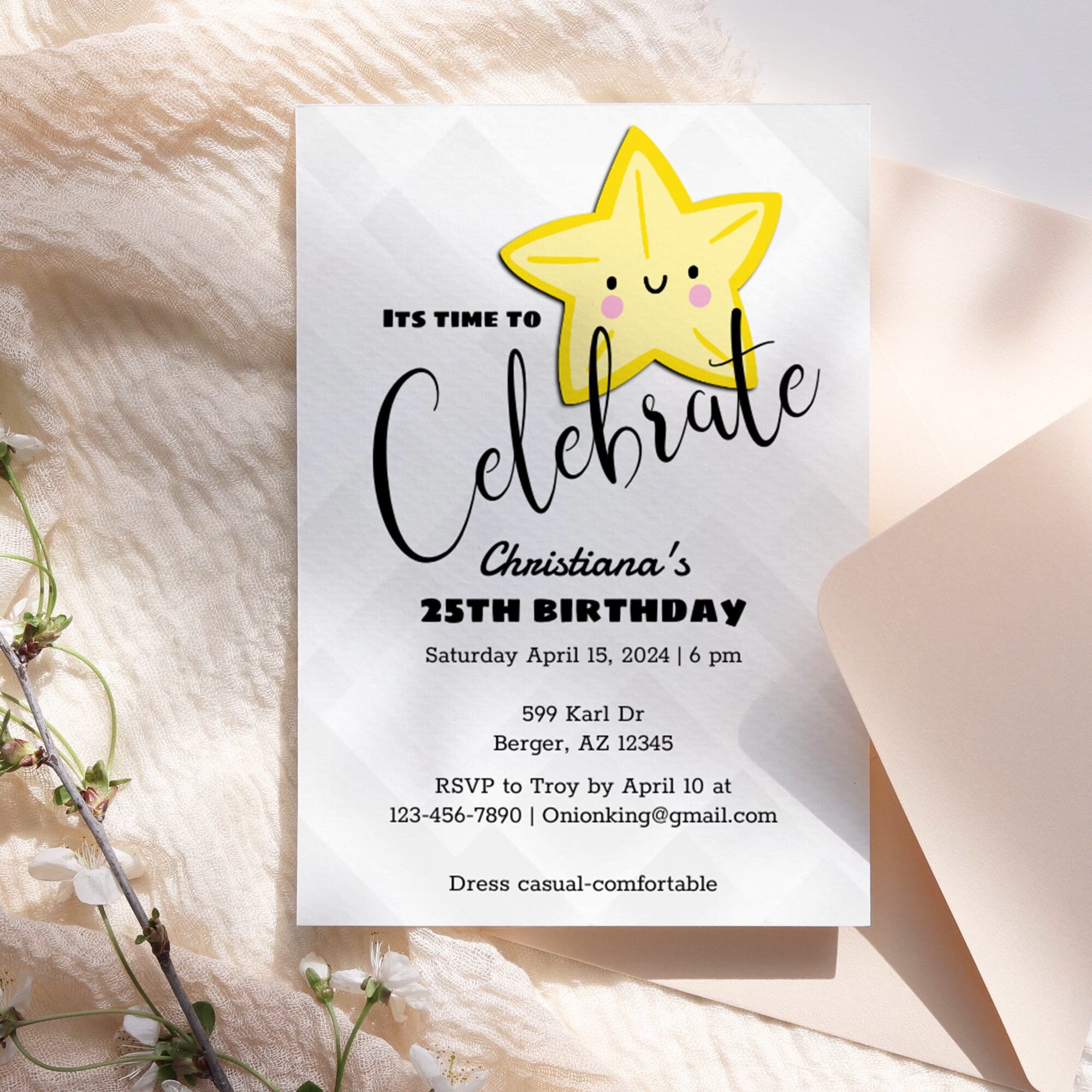 Happy Star Invitation Template, Happy Star, Birthday Happy Star Invite ...