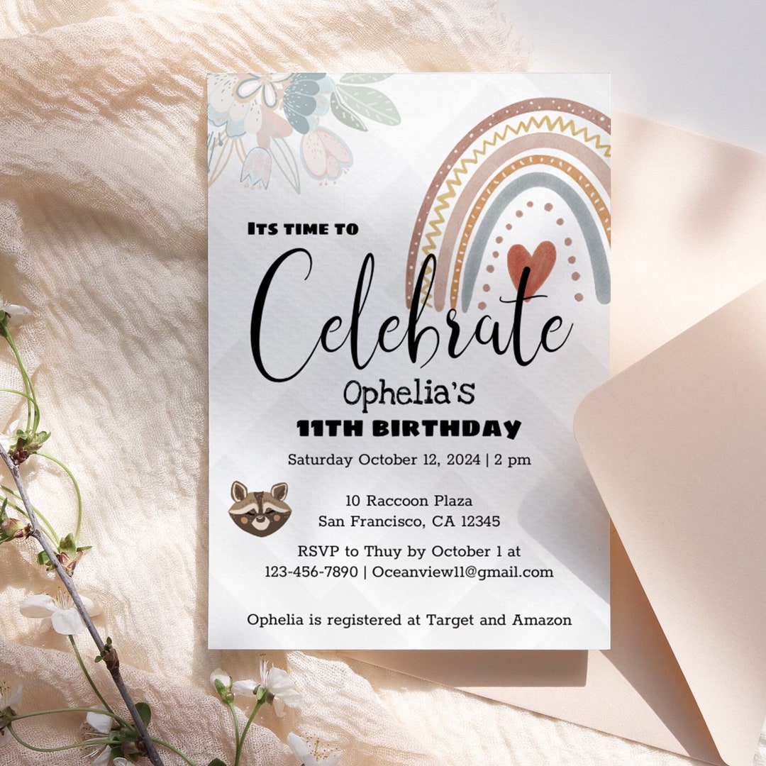 Boho Rainbow Invitation Template, Boho Rainbow, Boho Rainbow Invite ...