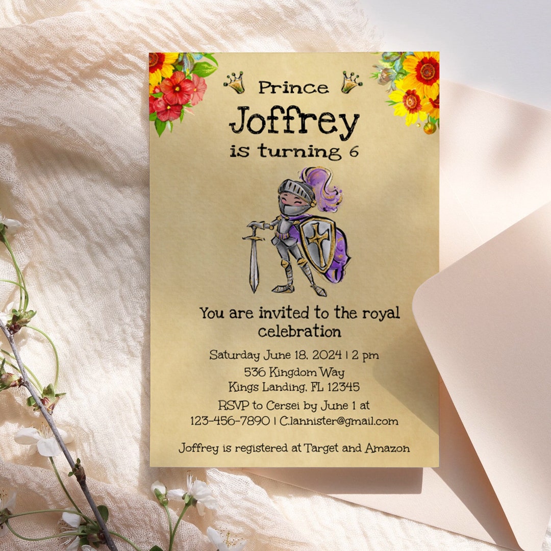 Brave Prince Invitation Template, Brave Prince, Brave Prince Invite ...