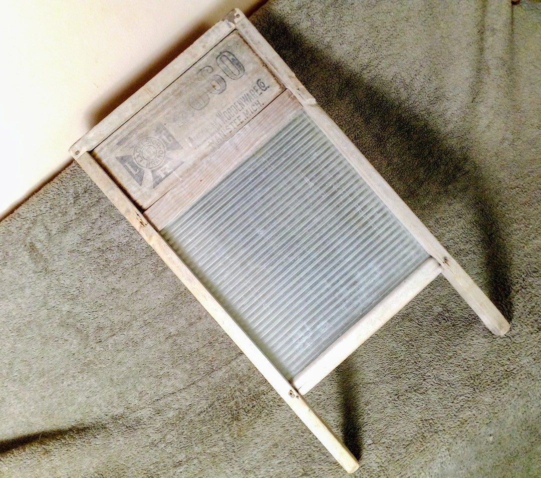 Rustic Antique Ribbed Glass Washboard by American Woodware Co Excelsior ...