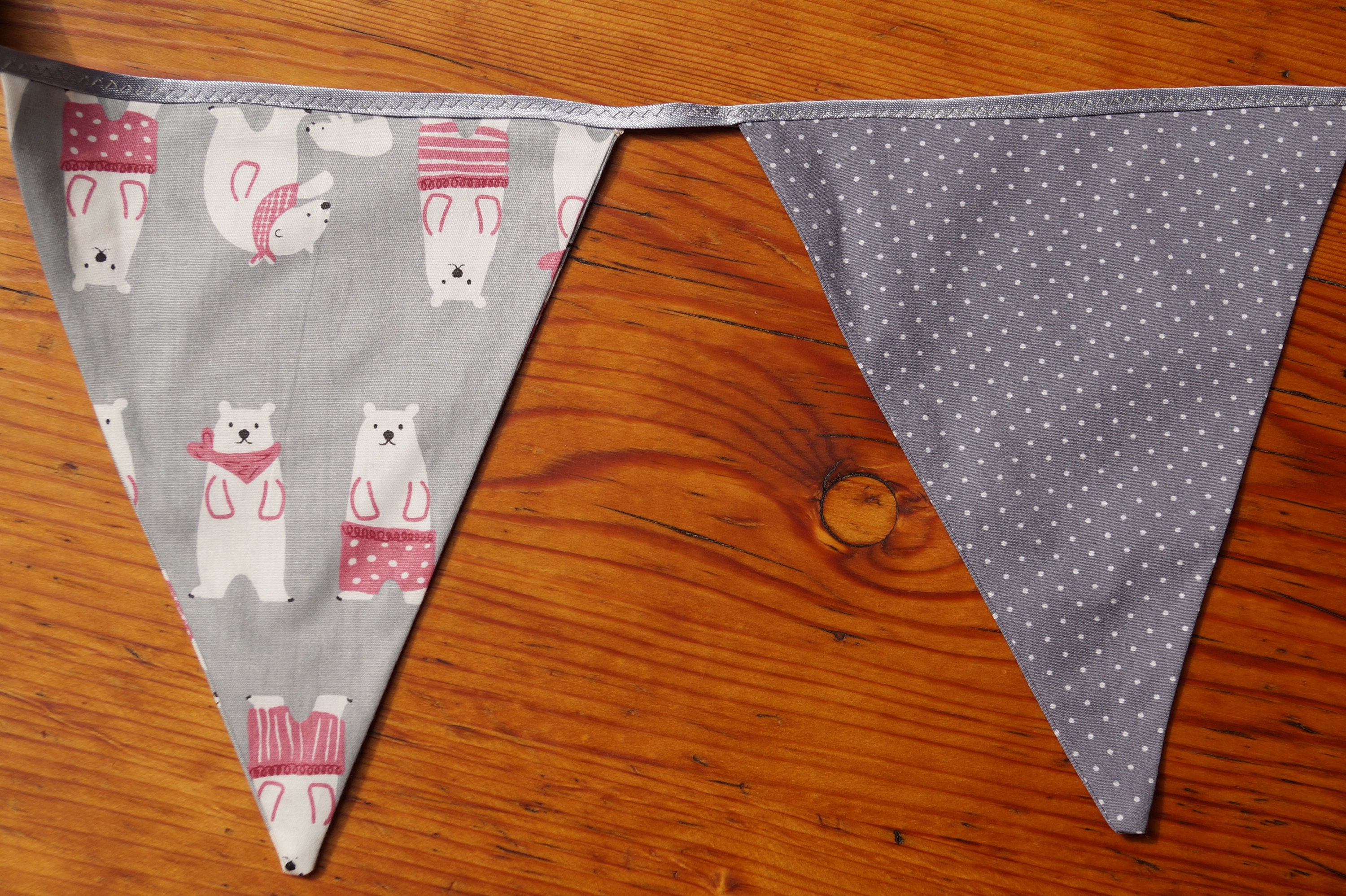 Cadena de banderines habitación infantil puntos grises oso - Etsy México