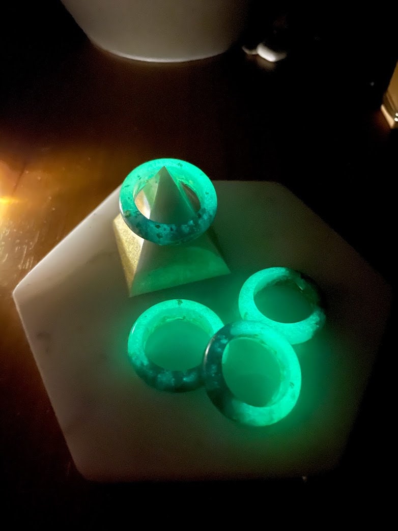 Resin Ring Glow in the dark Glow Gold Leaf Jewellery | Etsy