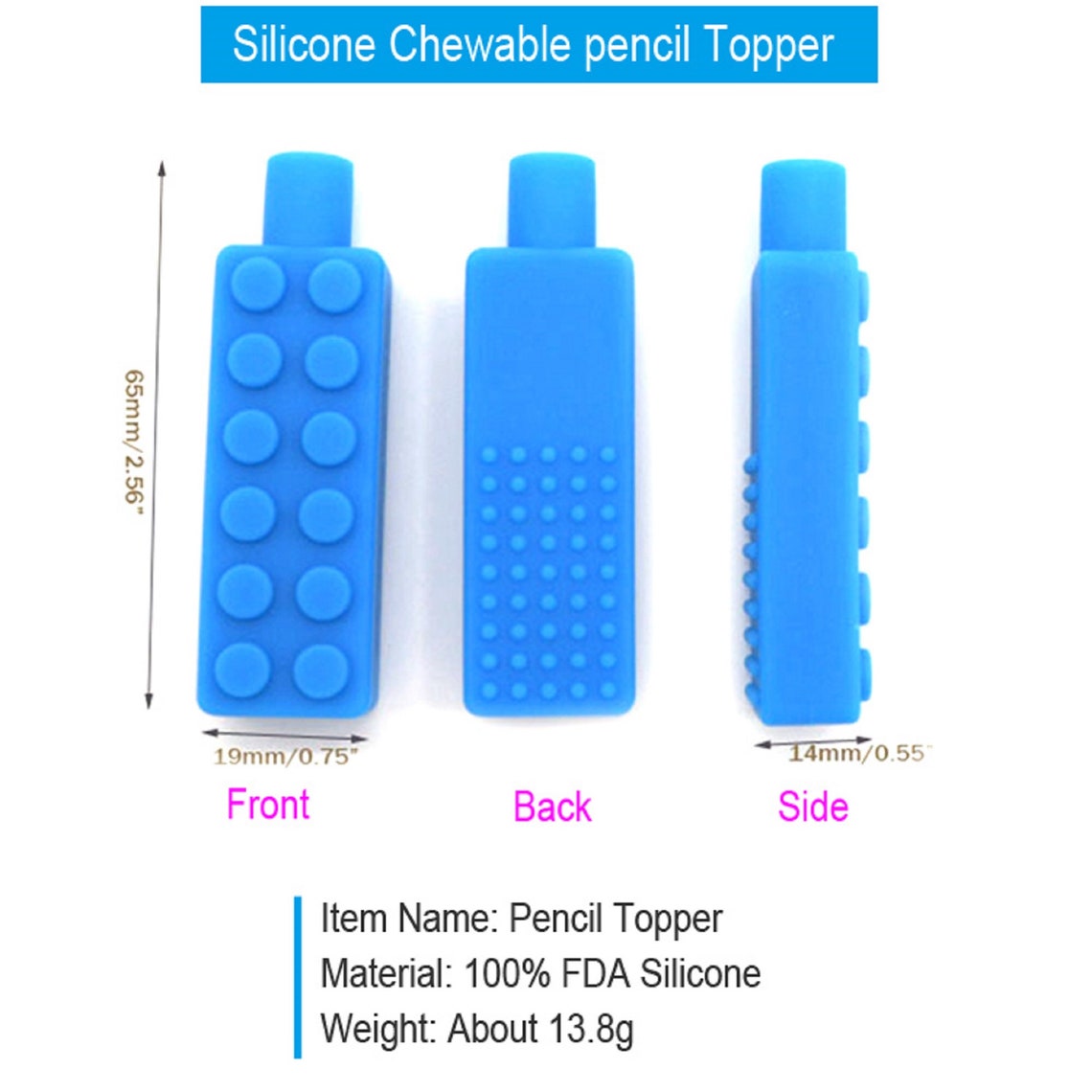 Chewelry Sensory Chews Brick Pencil Topper Stim Jewelry Toys ASD Autism ...