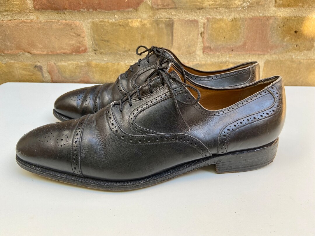 1930's Style Brogues/black Vintage Men's Brogues/italian Made 1960s Men ...