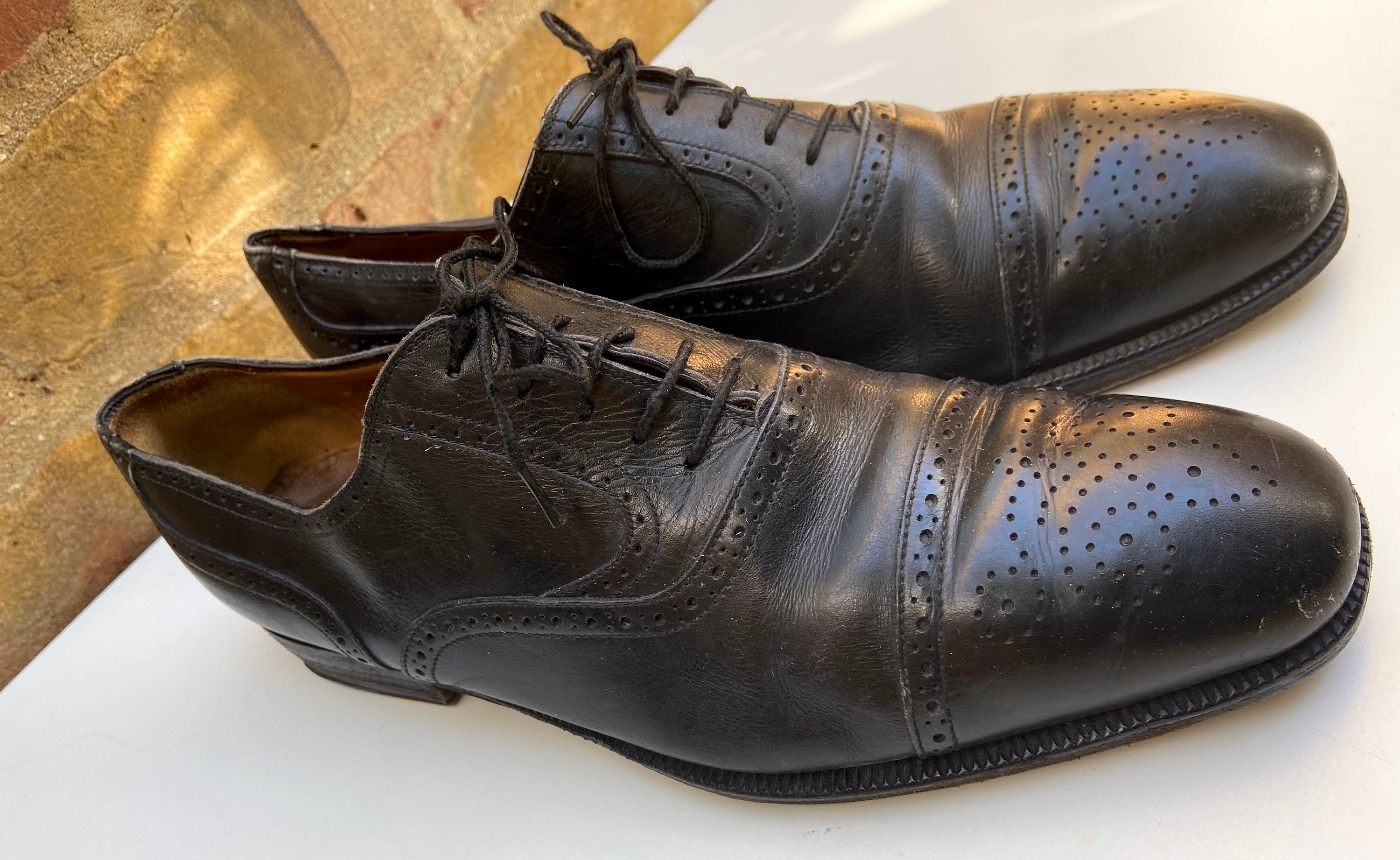 1930's Style Brogues/black Vintage Men's Brogues/italian Made 1960s Men ...