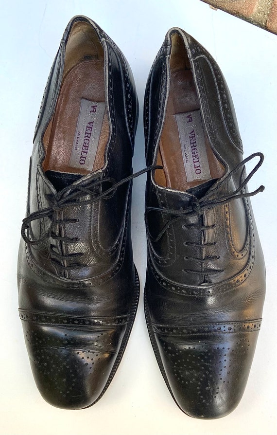 1930's Style Brogues/Black Vintage Men's Brogues/Ital… - Gem