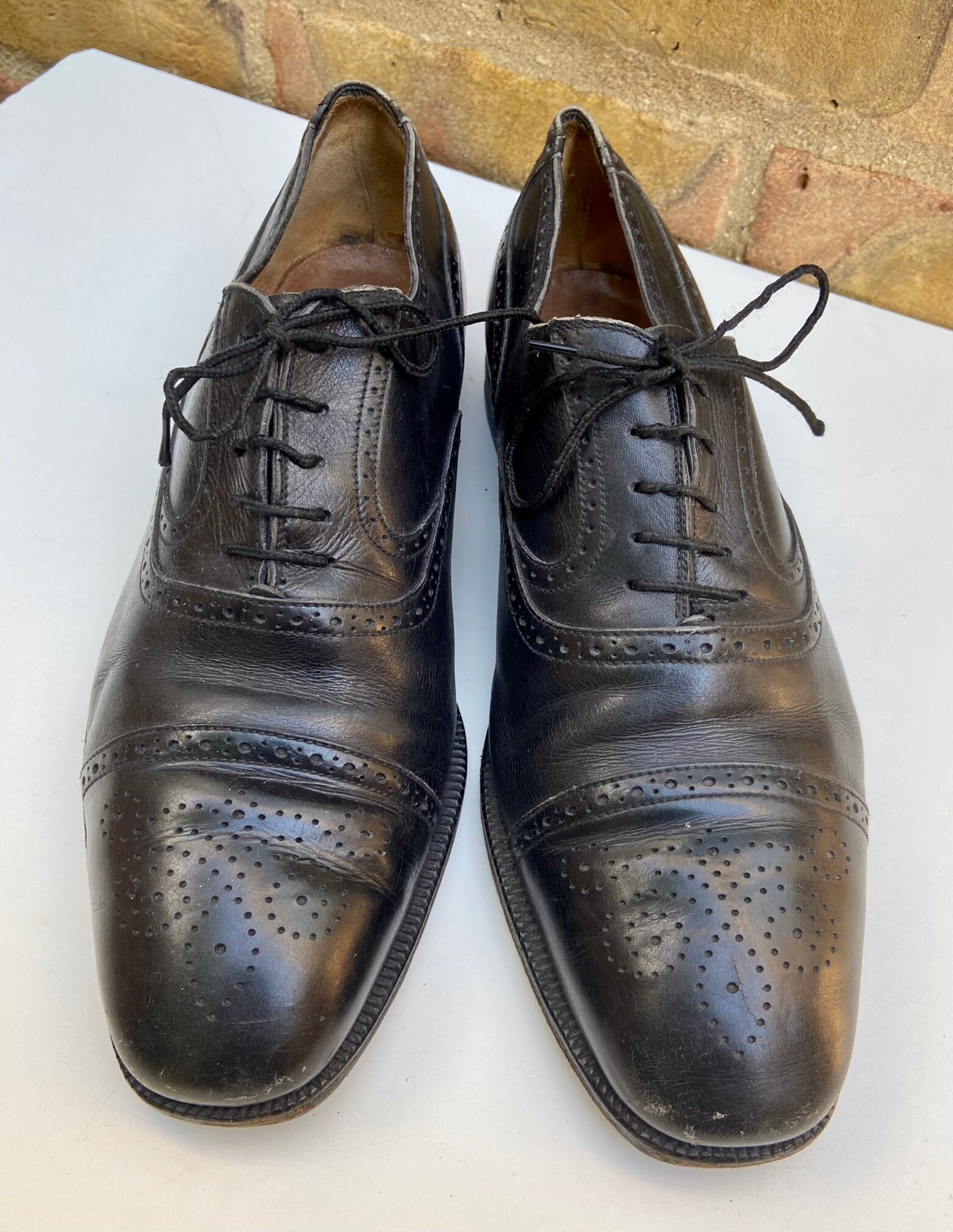 1930's Style Brogues/black Vintage Men's Brogues/italian Made 1960s Men ...