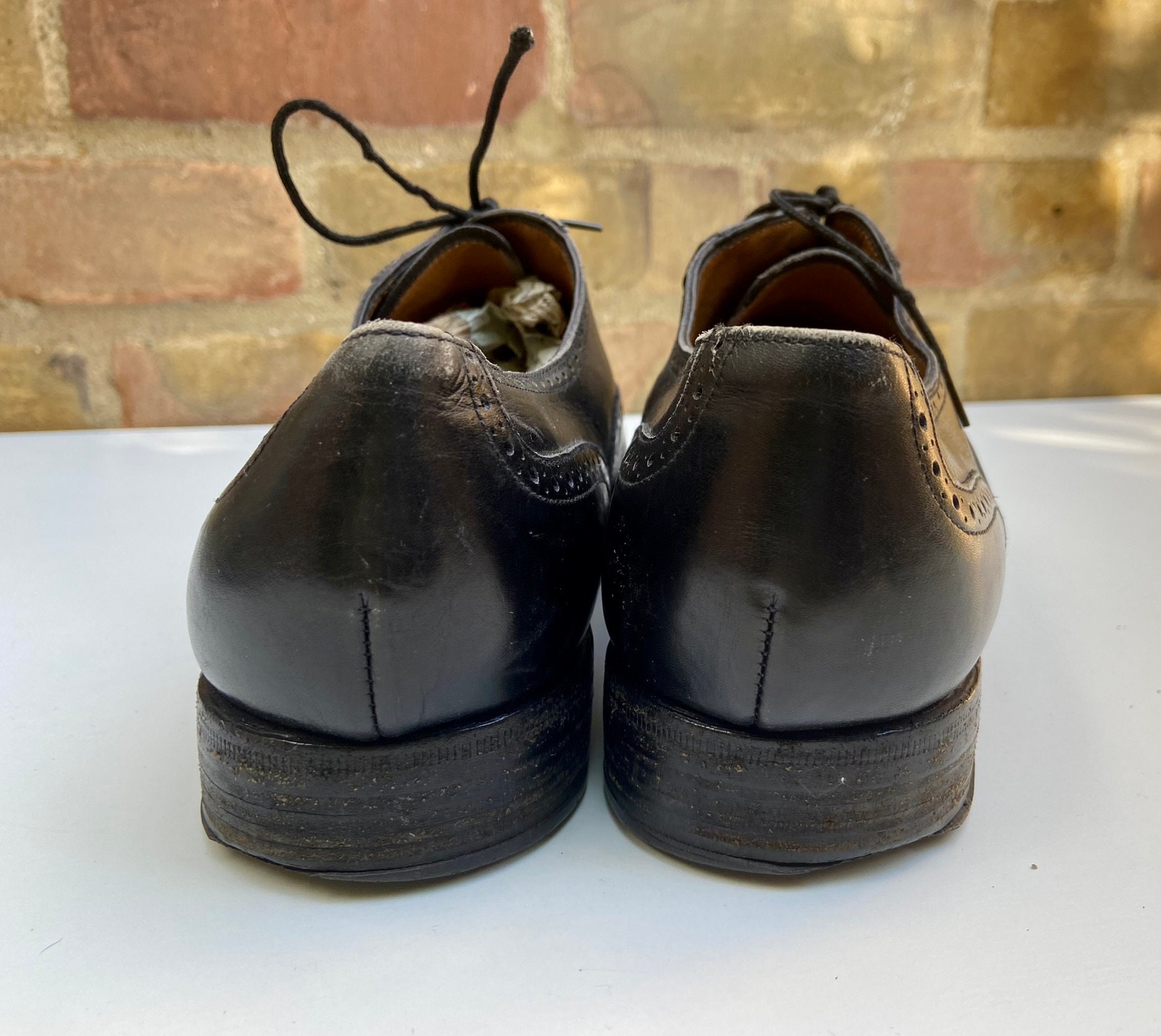 1930's Style Brogues/black Vintage Men's Brogues/italian Made 1960s Men ...