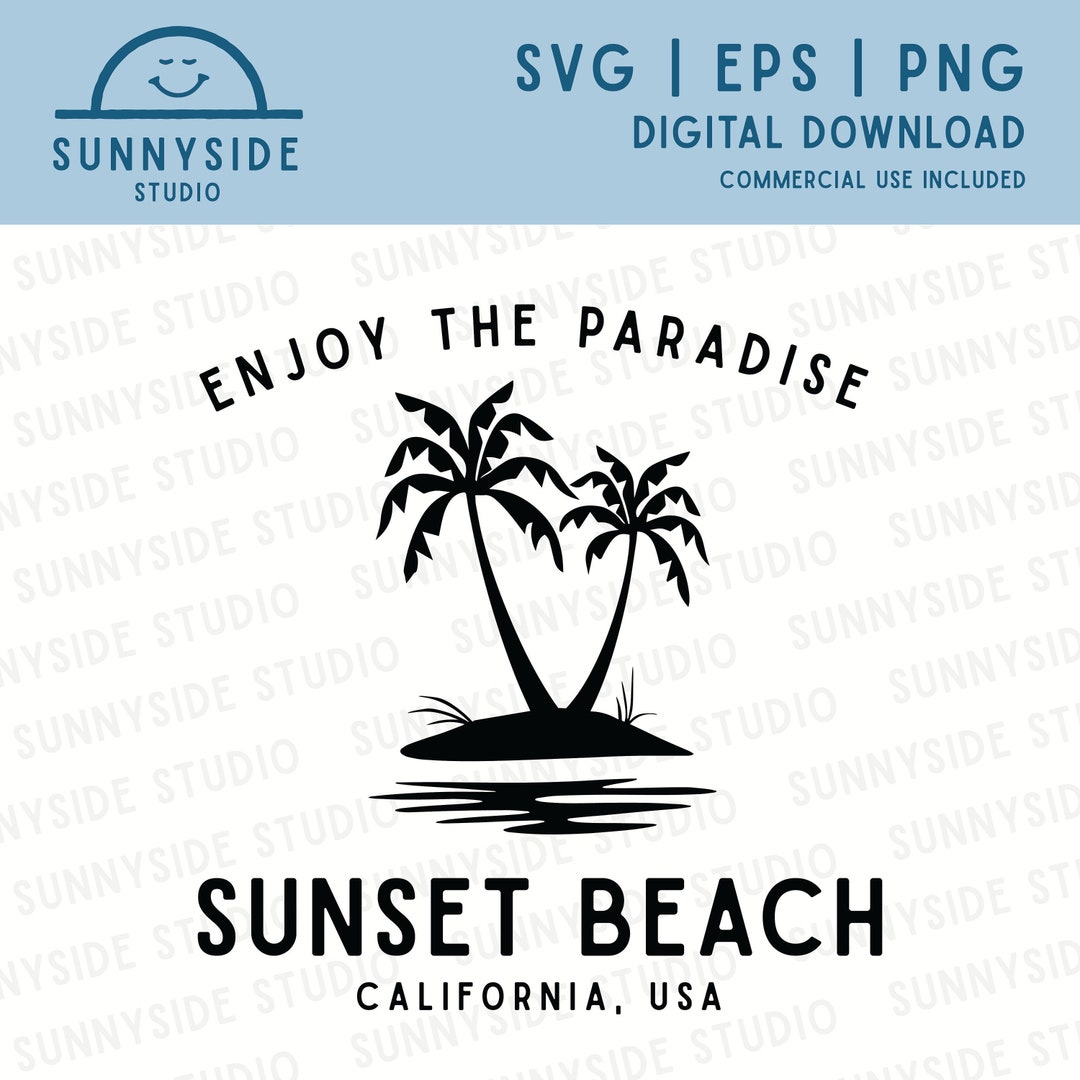 Sunset Beach Sticker - Instant Download, Digital Download, Svg, Eps, Ai ...