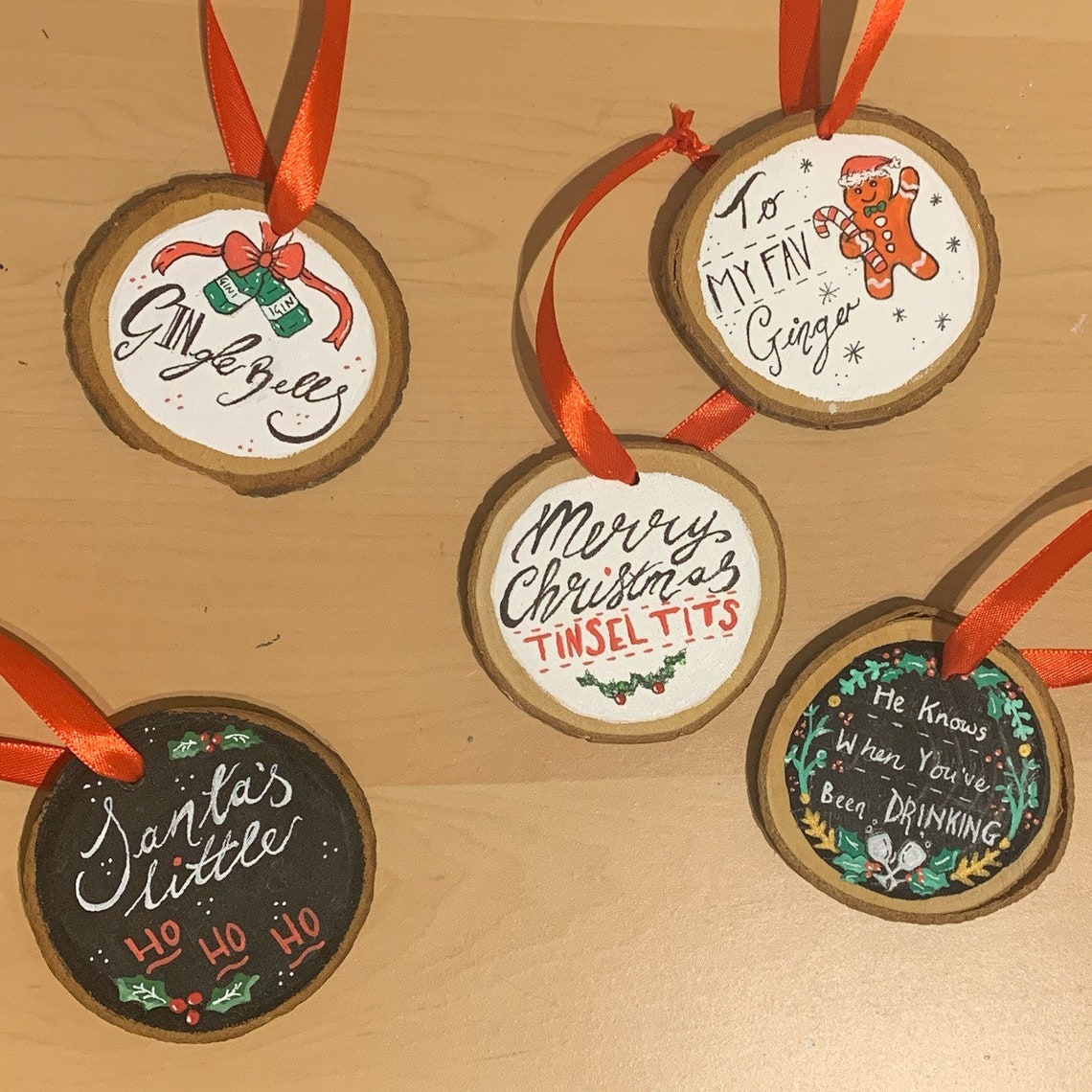 Custom Hand Painted Wood Slices Christmas Decor Natural Log - Etsy UK