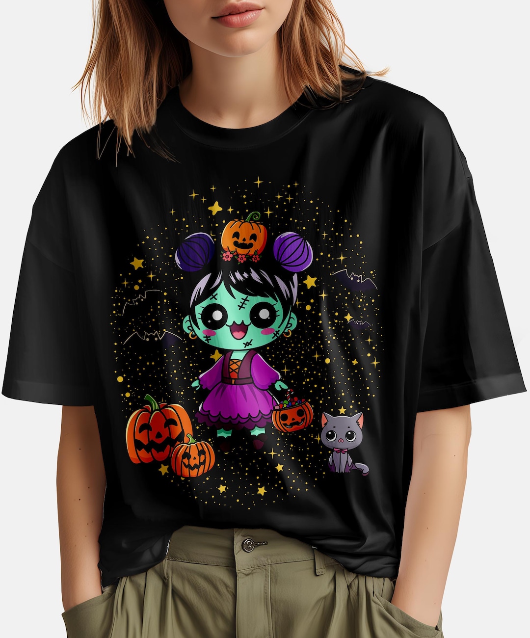 Cute Zombie Girl Svg, Zombie Girl Cat Svg, Halloween Png Eps Pdf Svg ...