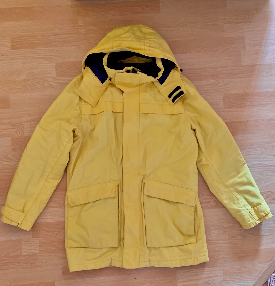 Yellow Raincoat, Vintage Yellow Parka, Size L - Etsy