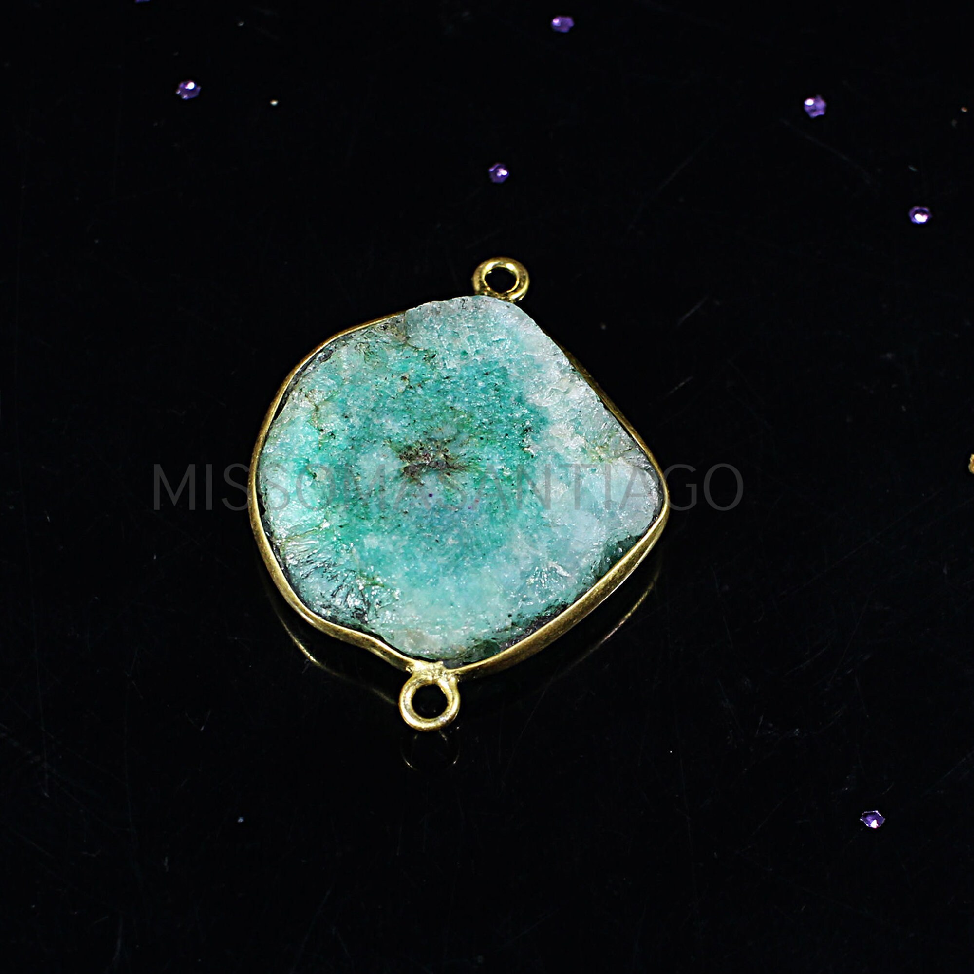 Green Druzy Connector Charms Jewelry Double Bail Connector | Etsy