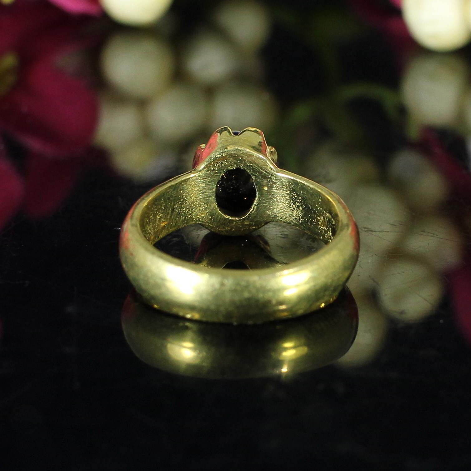 Shining Blue Sunstone Gemstone Ring Designer Ring Gold | Etsy