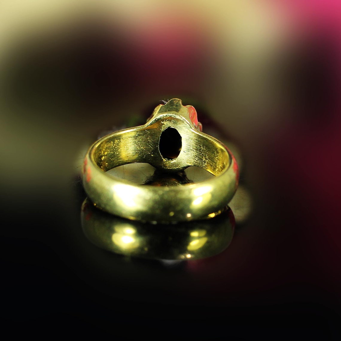 Black Onyx Gold Ring Unisex Ring Gemstone Ring Brass | Etsy