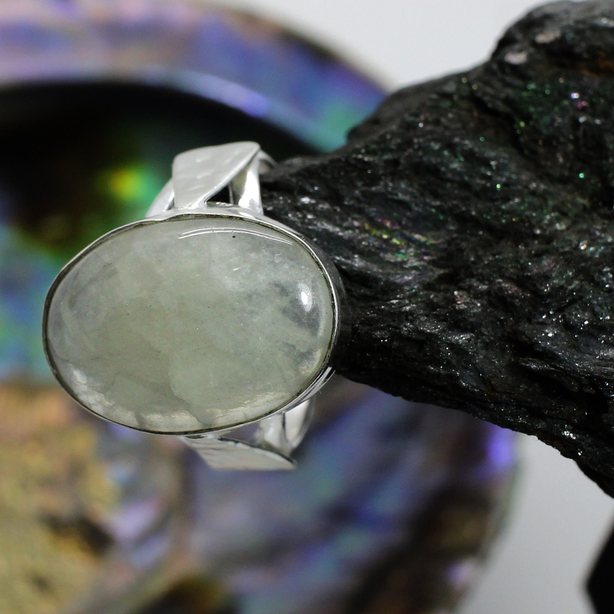 Prehnite Handmade Gemstone Brass Ring Statement Ring Unisex - Etsy