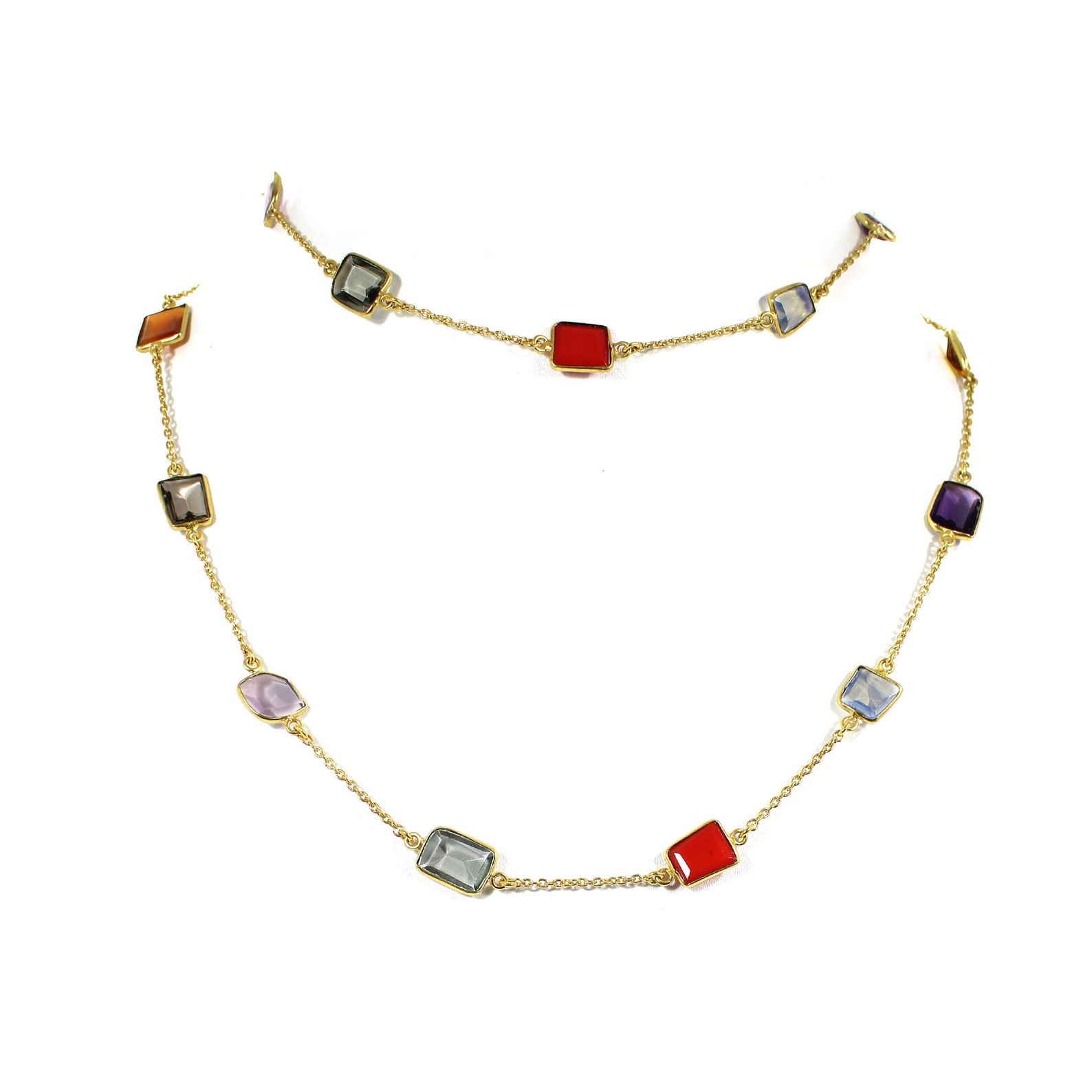 Multi Gemstone Handmade Necklacewedding Necklacecolorful - Etsy
