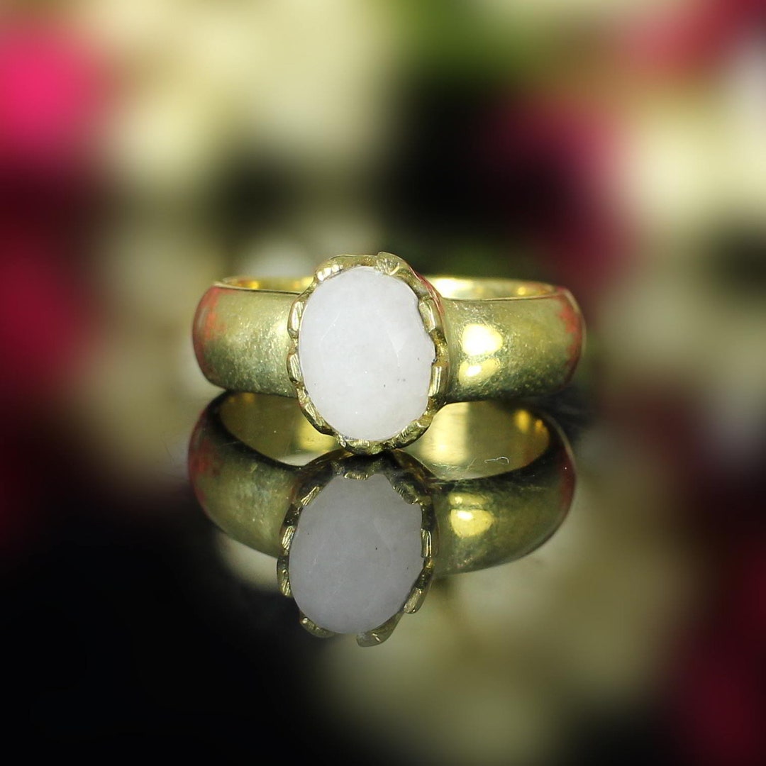 Oval Rainbow Moonstone Ring- Gemstone Ring- Gold Brass Ring- Simple ...