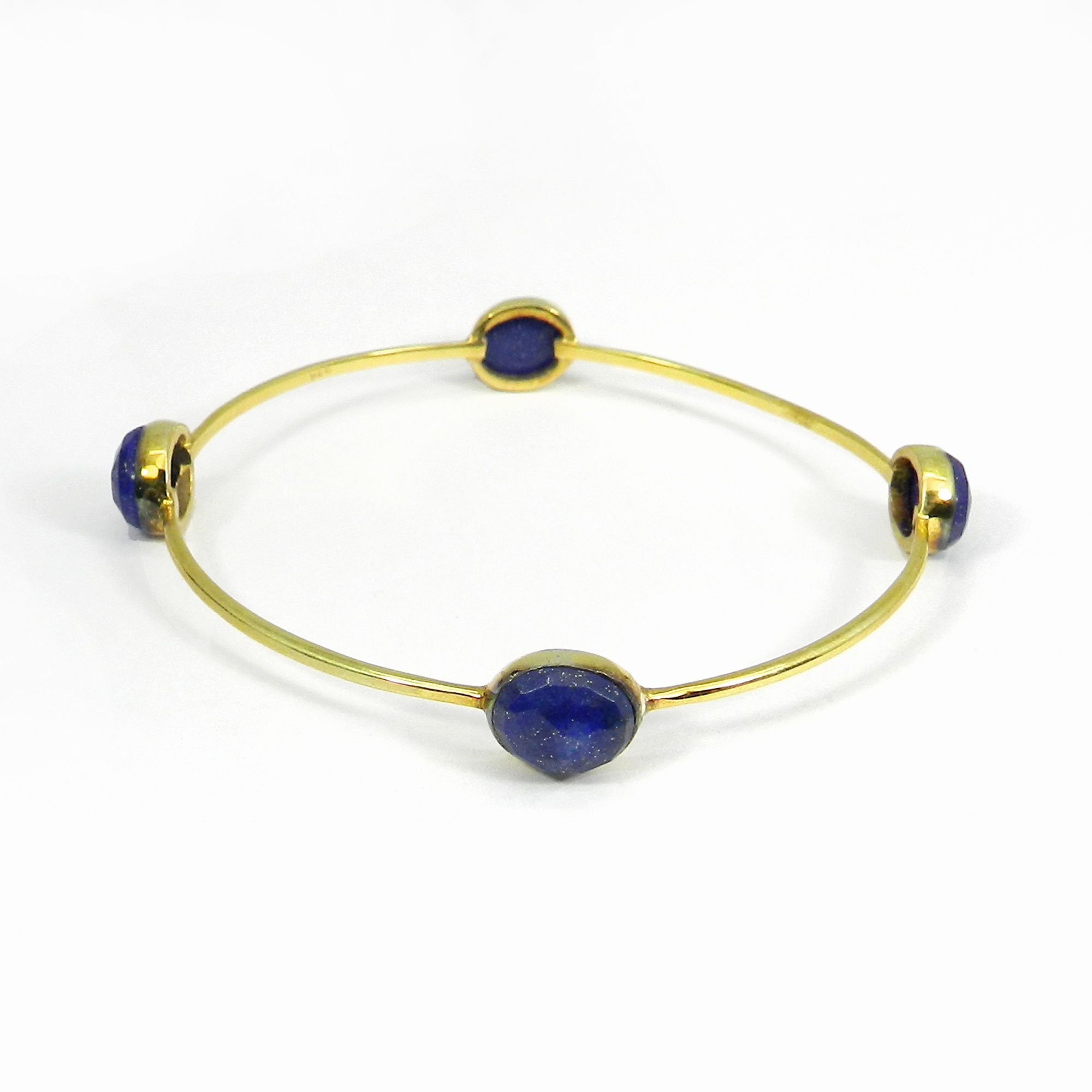 Handmade Lapis Lazuli Gold Plated Gemstone Bangle Bracelet | Etsy