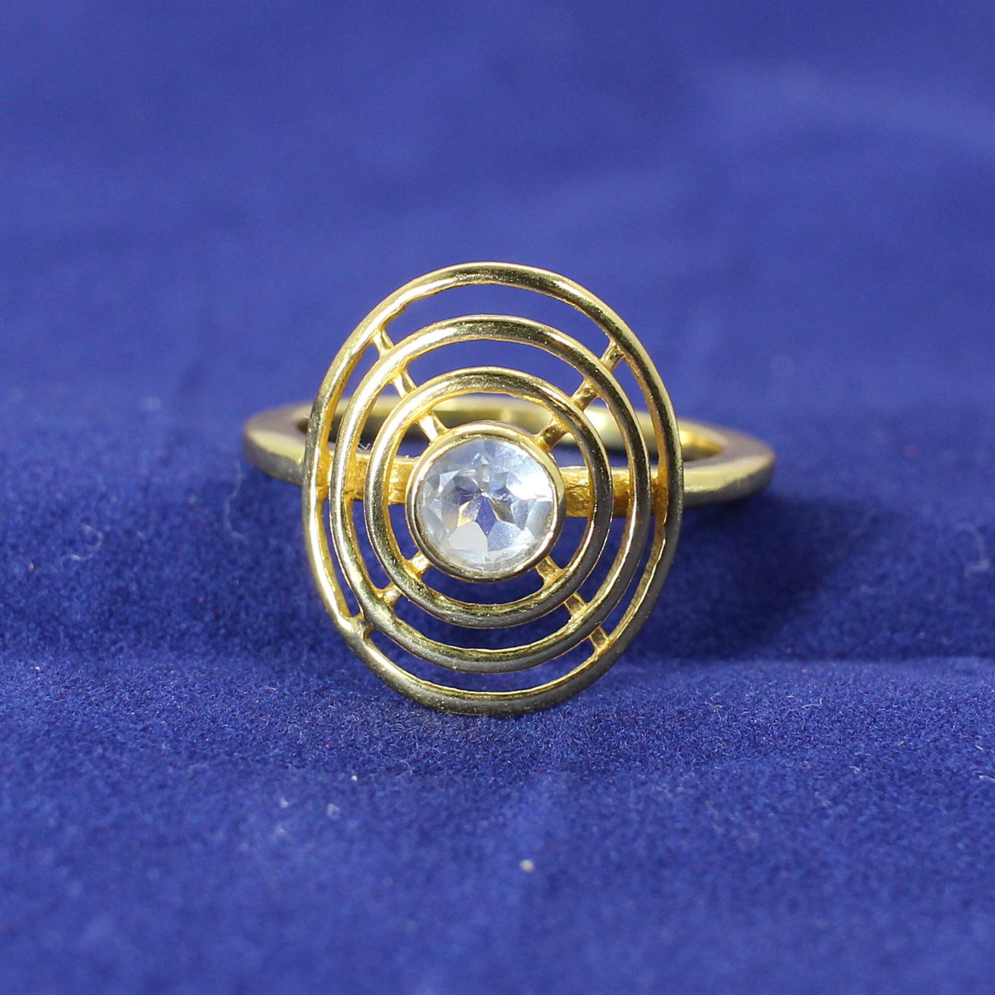 Wire Ring Gold Plated Brass Crystal Hydro Ring Wedding | Etsy